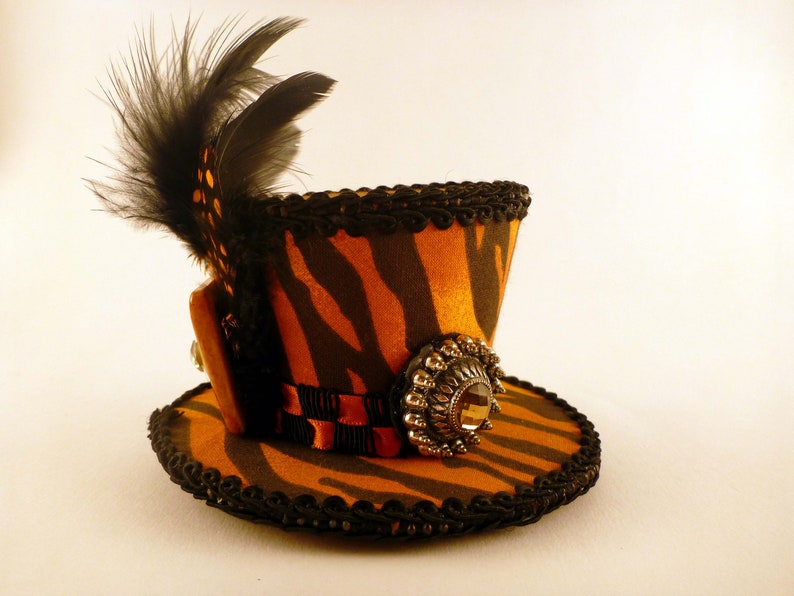 Mini Top Hat, Tiger Stripe Animal Print Mad Hatter Fascinator for Kid ...