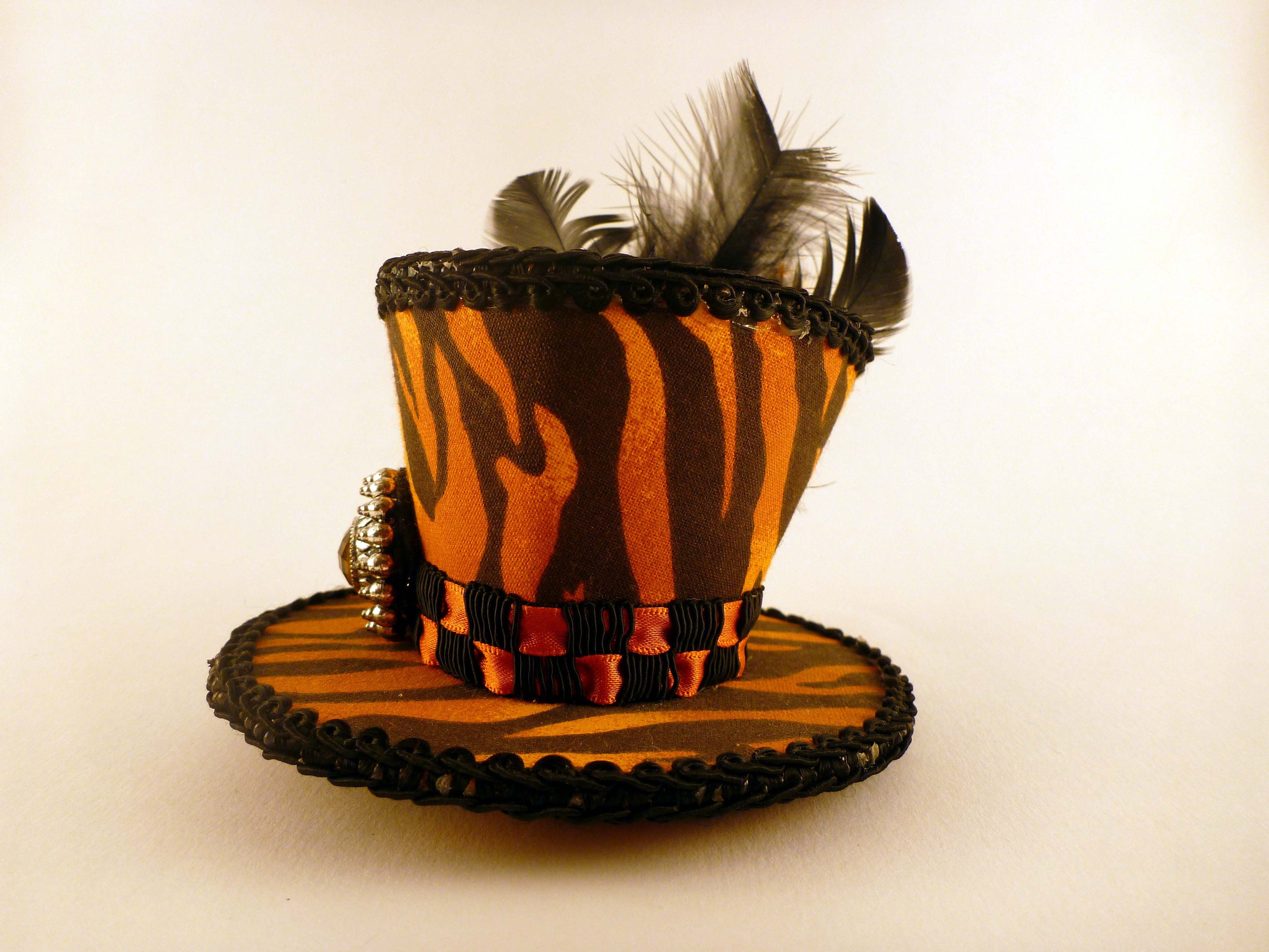 Mini Top Hat, Tiger Stripe Animal Print Mad Hatter Fascinator for Kid ...