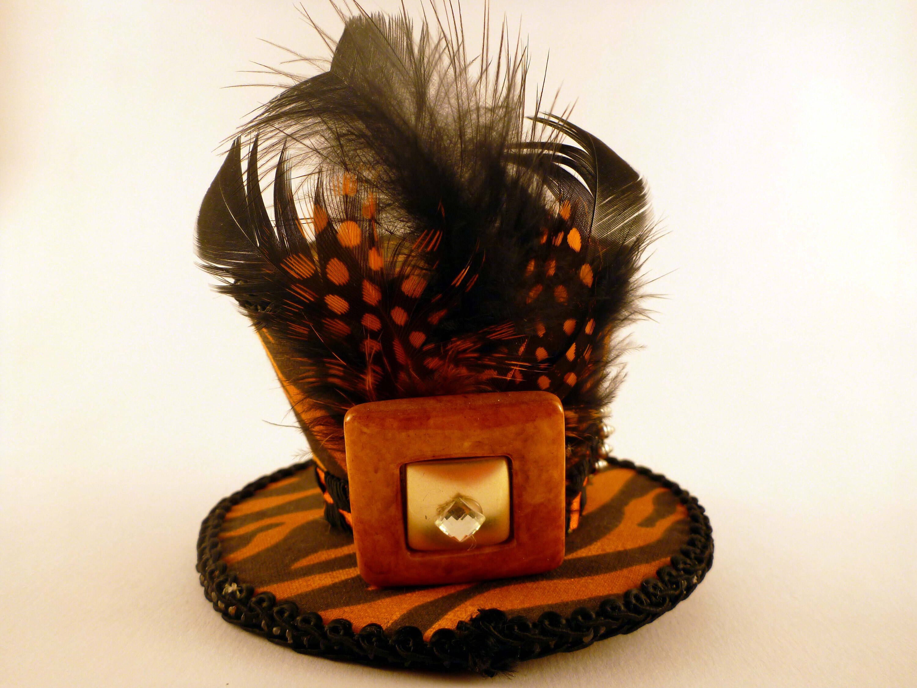 Mini Top Hat, Tiger Stripe Animal Print Mad Hatter Fascinator for Kid ...