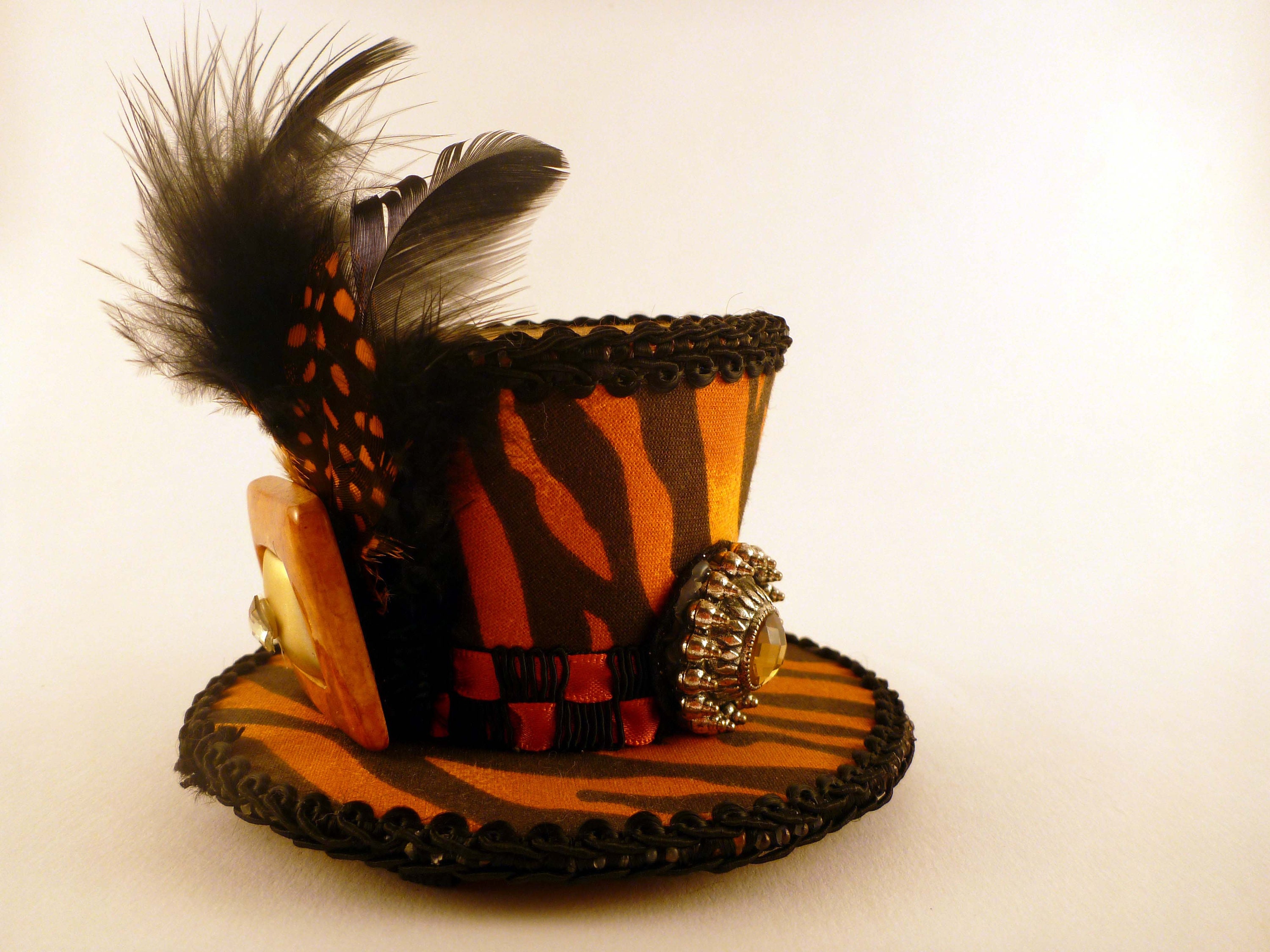 Mini Top Hat, Tiger Stripe Animal Print Mad Hatter Fascinator for Kid ...