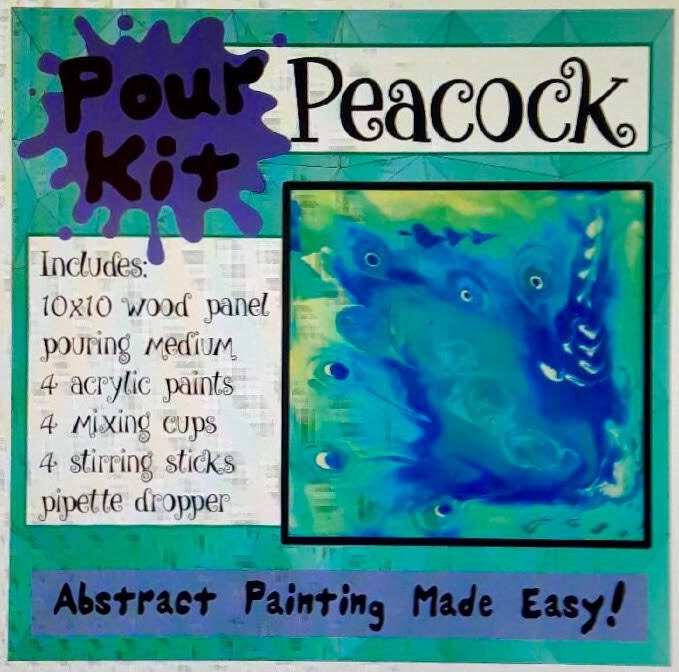 Abstract Paint Kit / DIY Modern Art / Peacock Pour Painting / Unique ...