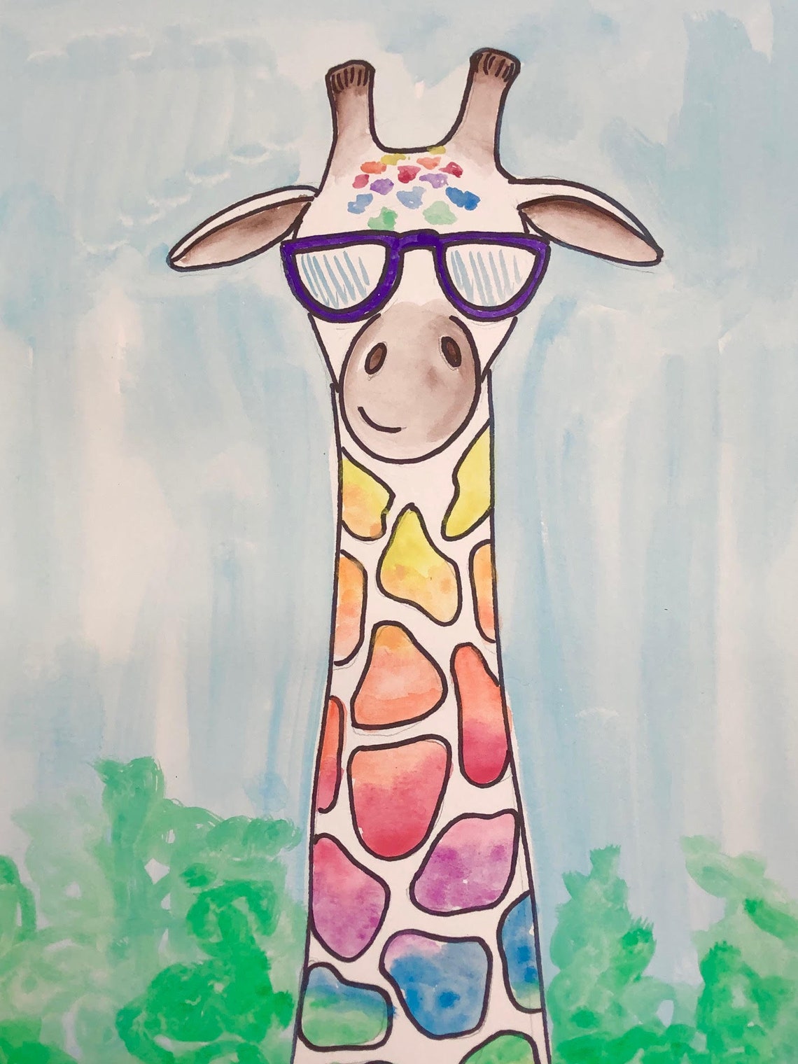 Rainbow Giraffe- Step by Step Drawing Instructions by VIRIDIAN ART ...