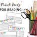 Reading Punch Cards- Digital Download- Home School- Classroom Reading ...