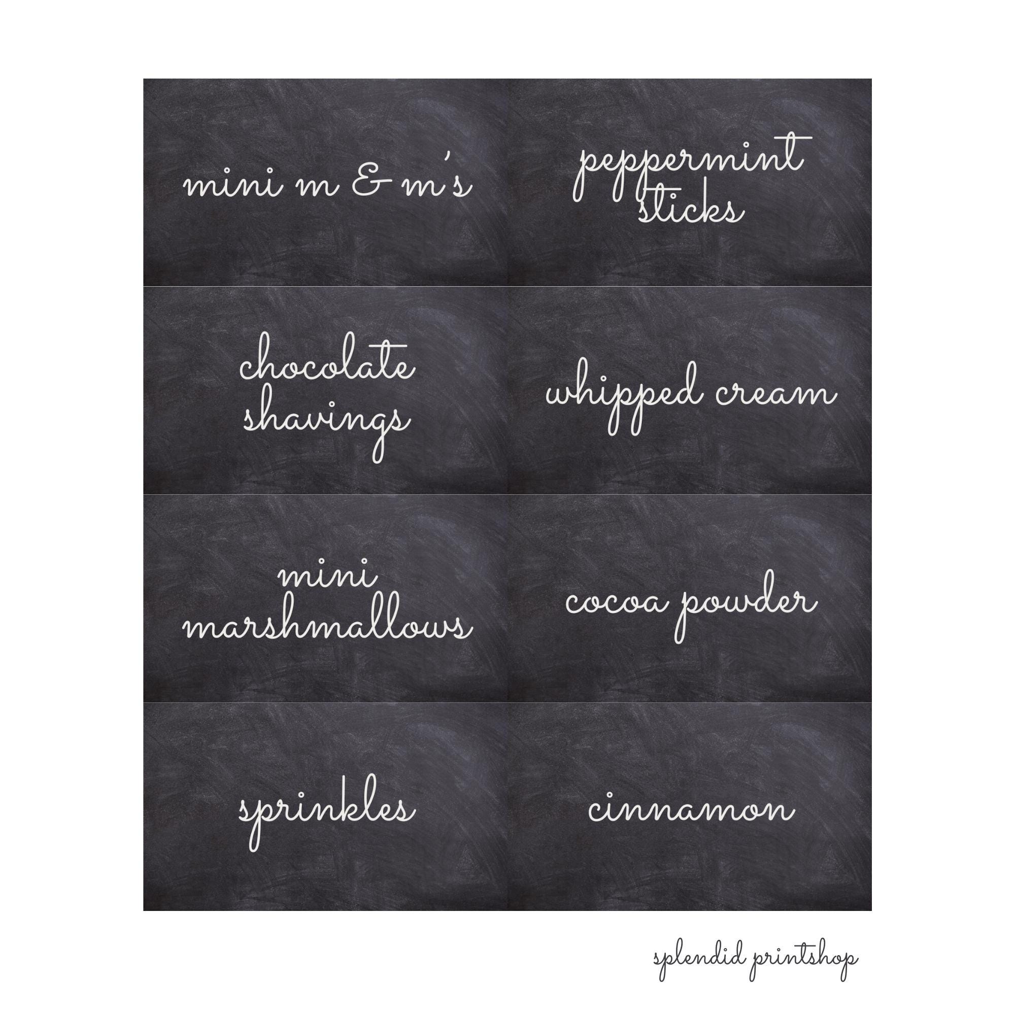 Simple Hot Cocoa Bar Printable Labels - Etsy
