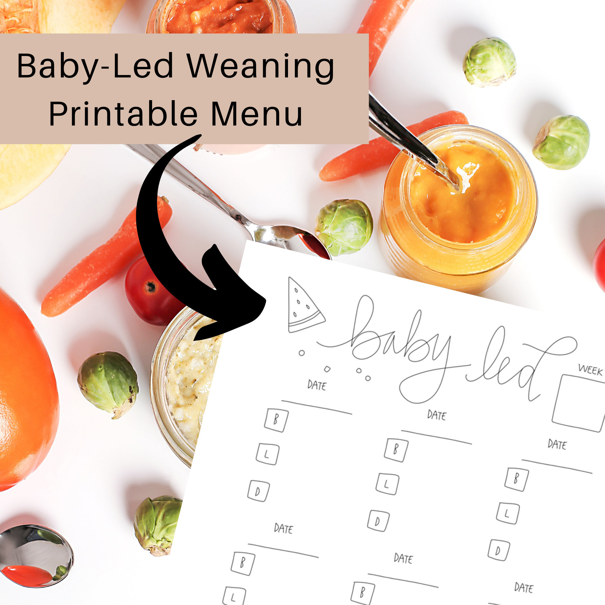 Baby Led Weaning Weekly Meal Planning Sheet- Minimal, Hand Drawn ...
