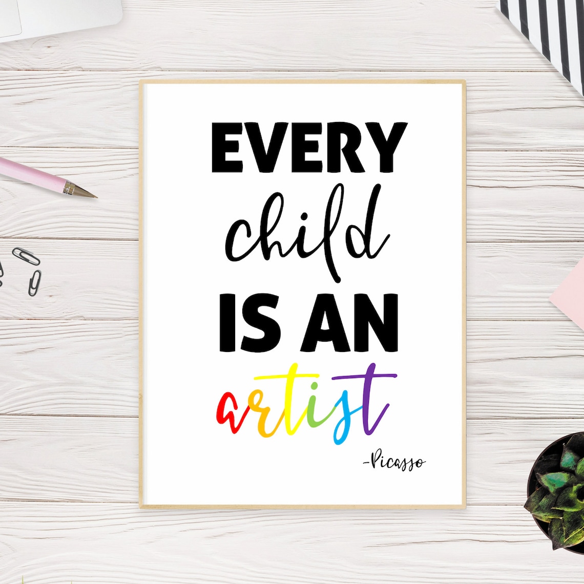 Every Child is an Artist Pablo Picasso Quote,nursery Decoration,kids ...