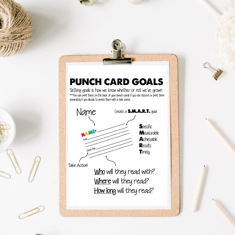 Reading Punch Cards- Digital Download- Home School- Classroom Reading ...
