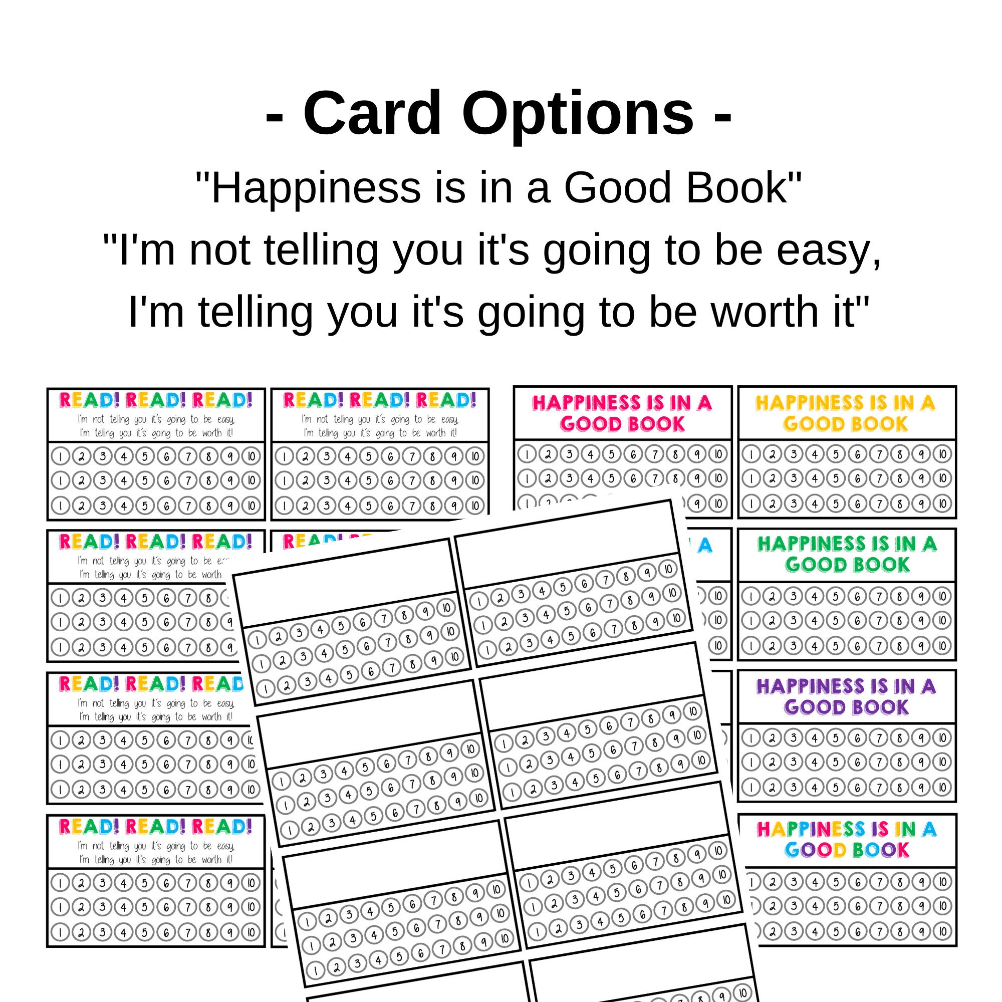 Reading Punch Cards Digital Download Home School Classroom Reading ...