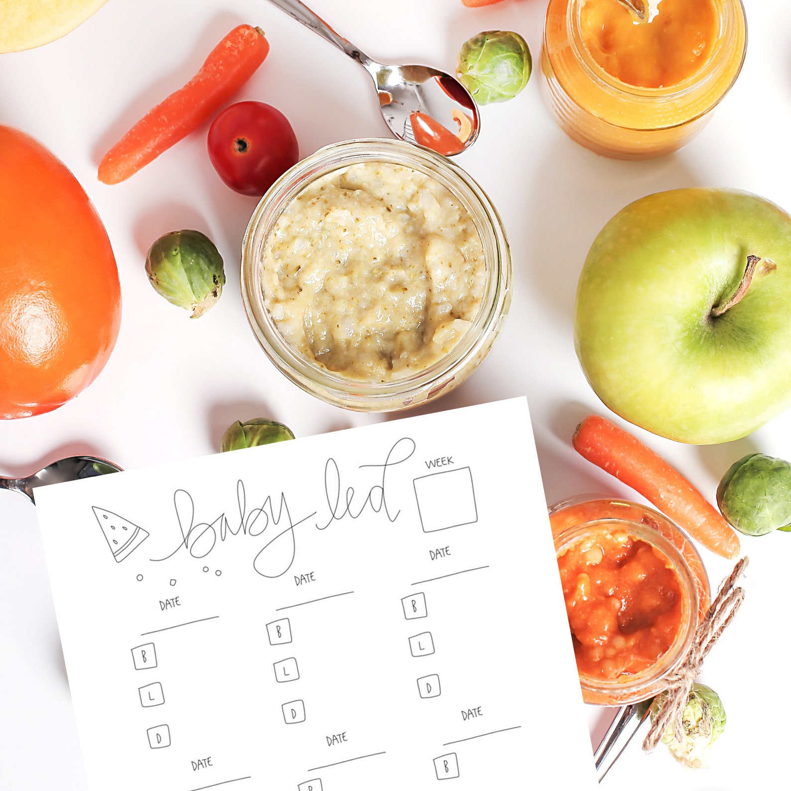 Baby Led Weaning Weekly Meal Planning Sheet- Minimal, Hand Drawn ...