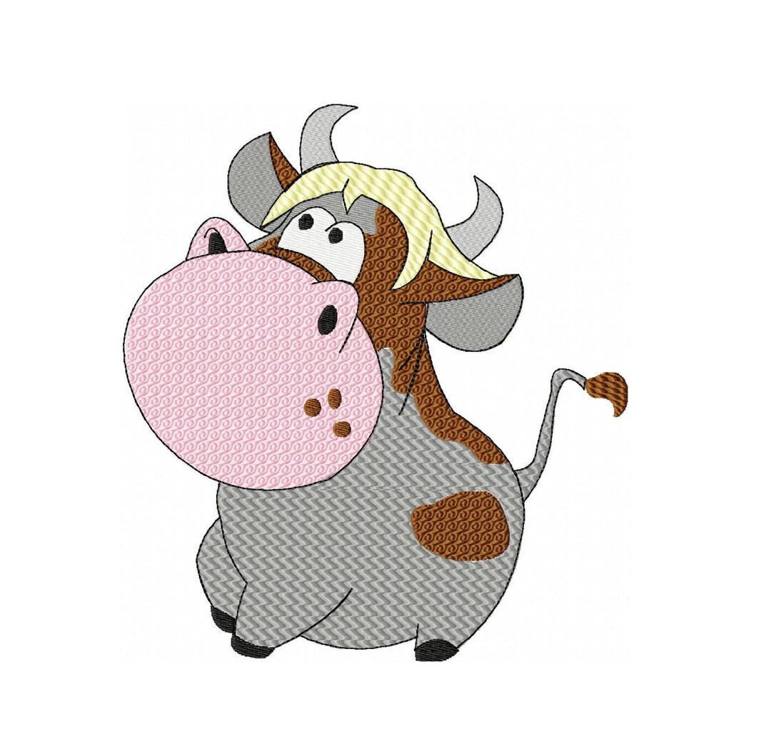Cartoon Bull Machine Embroidery Design: 3 Sizes (digital Download) - Etsy