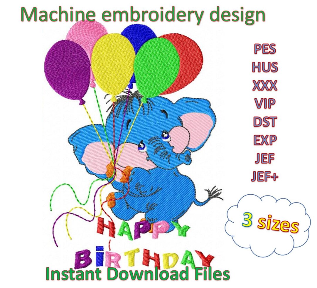 Happy Birthday, Machine Embroidery Design, 3 Sizes - Etsy