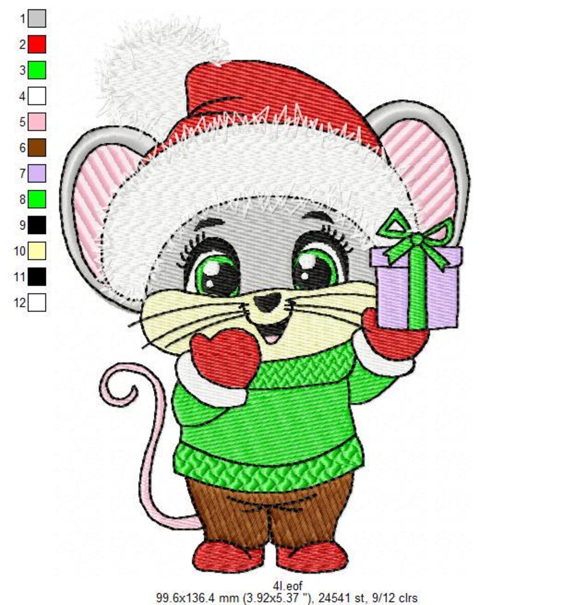 Mouse Christmas Machine Embroidery Designs, Instant Download Files ...