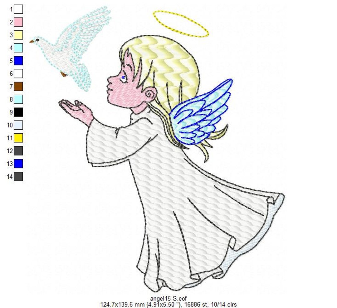 Angel Machine Embroidery Design: 3 Sizes (instant Download) - Etsy
