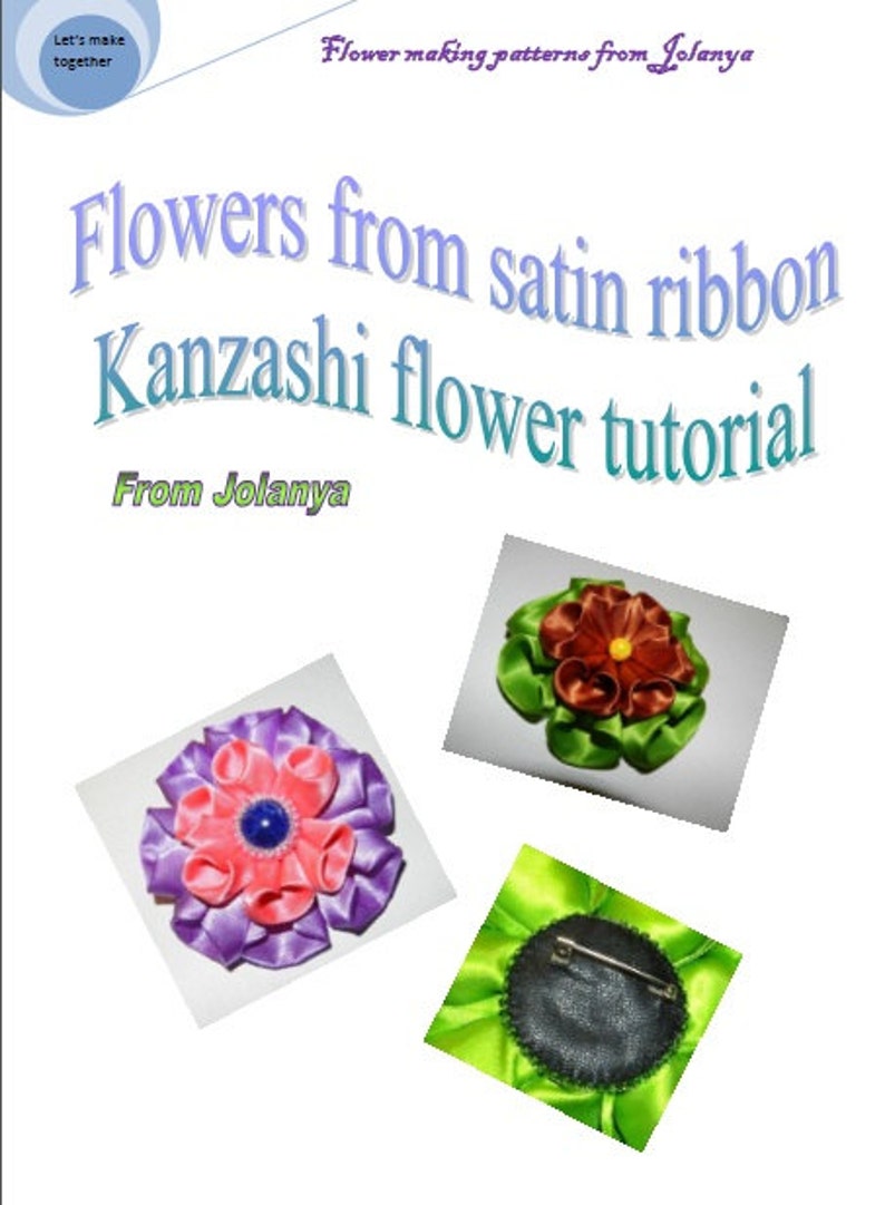 Kanzashi Flower Tutorial: Satin Ribbon Brooch, Hair Clip (PDF Pattern ...
