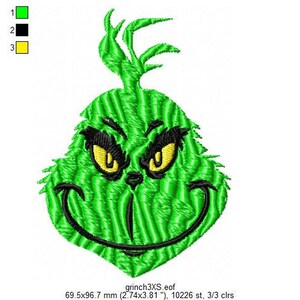 Grinch Machine Embroidery Designs, Instant Download Files, in 7 Sizes ...