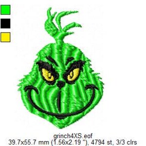 Grinch Machine Embroidery Designs, Instant Download Files, in 7 Sizes ...