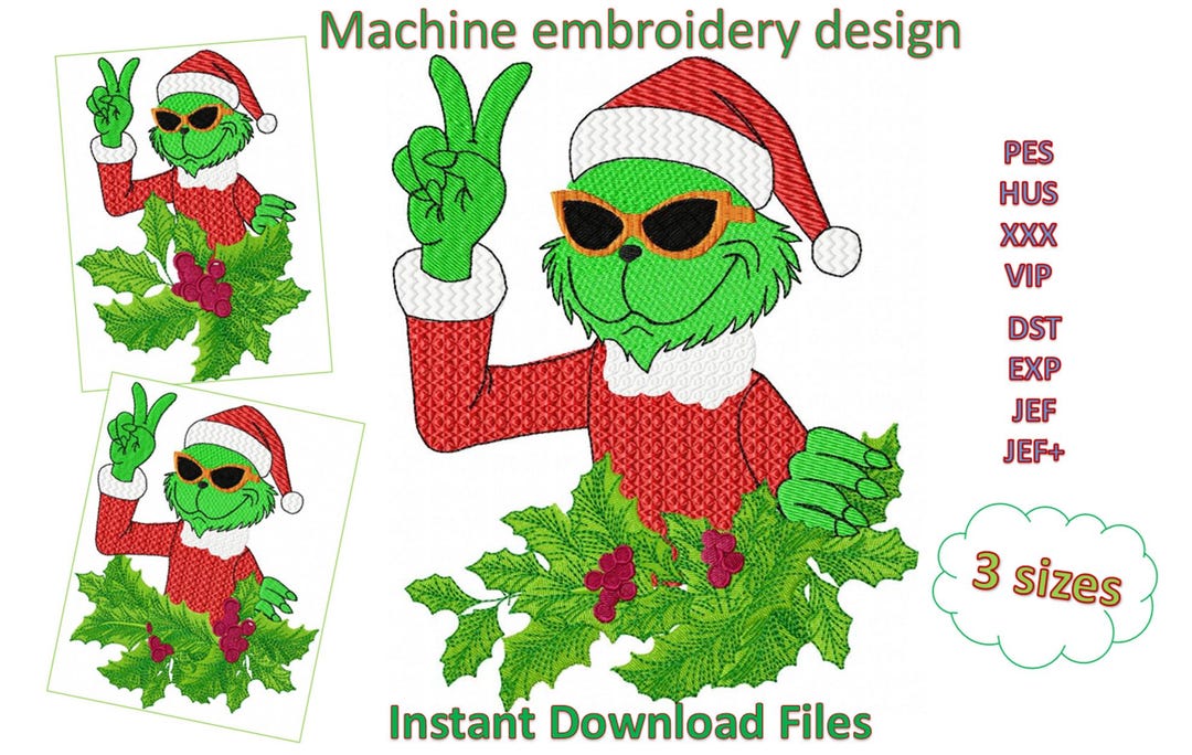 Be Happy Grinch Machine Embroidery Designs, Instant Download Files, 3 ...
