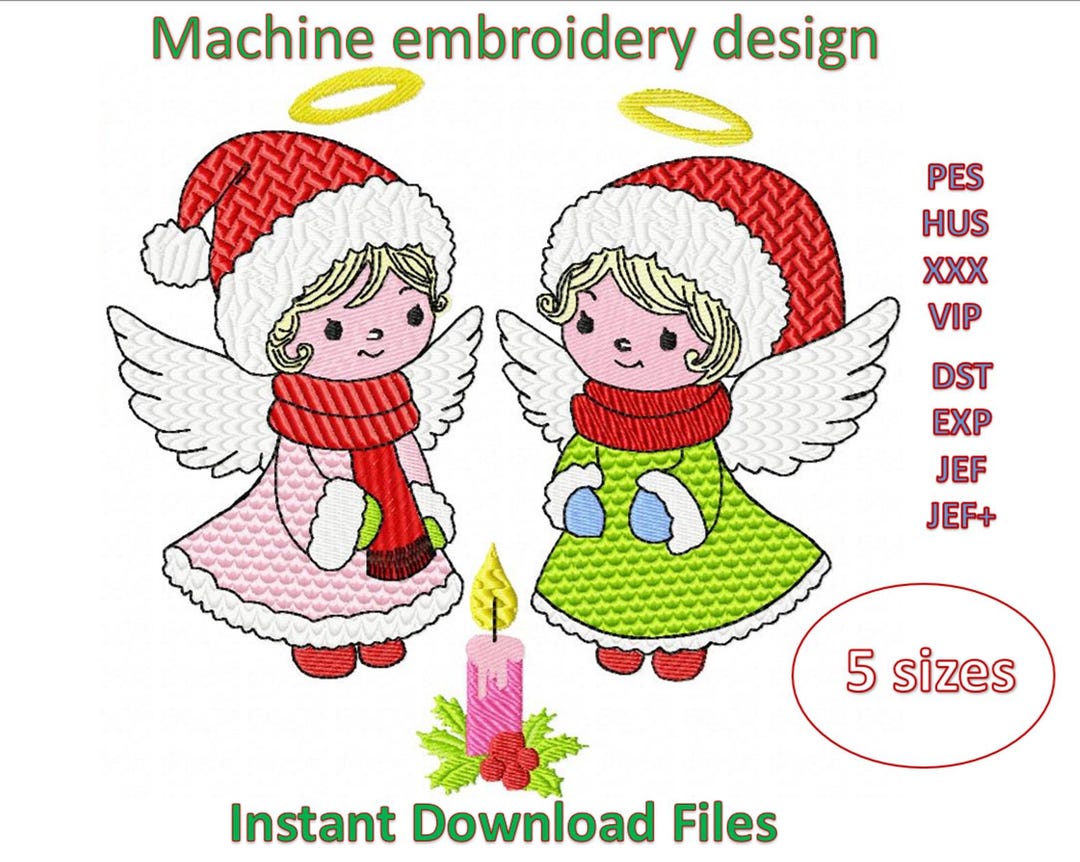 Angels Embroidery Design for Machine Embroidery, Embroidery Angels in 5 ...
