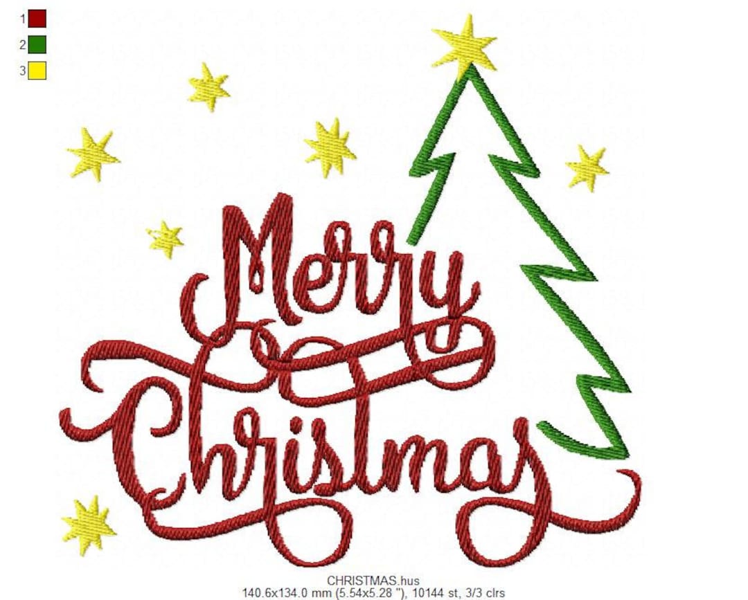 Merry Christmas Machine Embroidery Design Design for Machine - Etsy