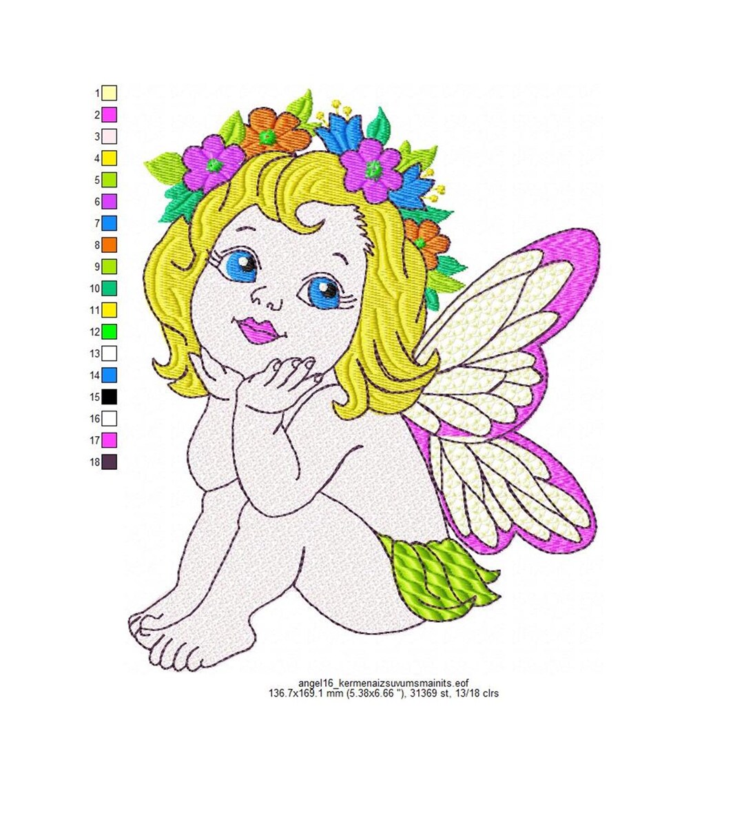 Angel Embroidery Design for Machine Embroidery, Embroidery Angel ...