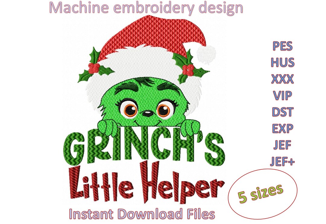 Grinch Little Helper Machine Embroidery Designs, Instant Download Files ...