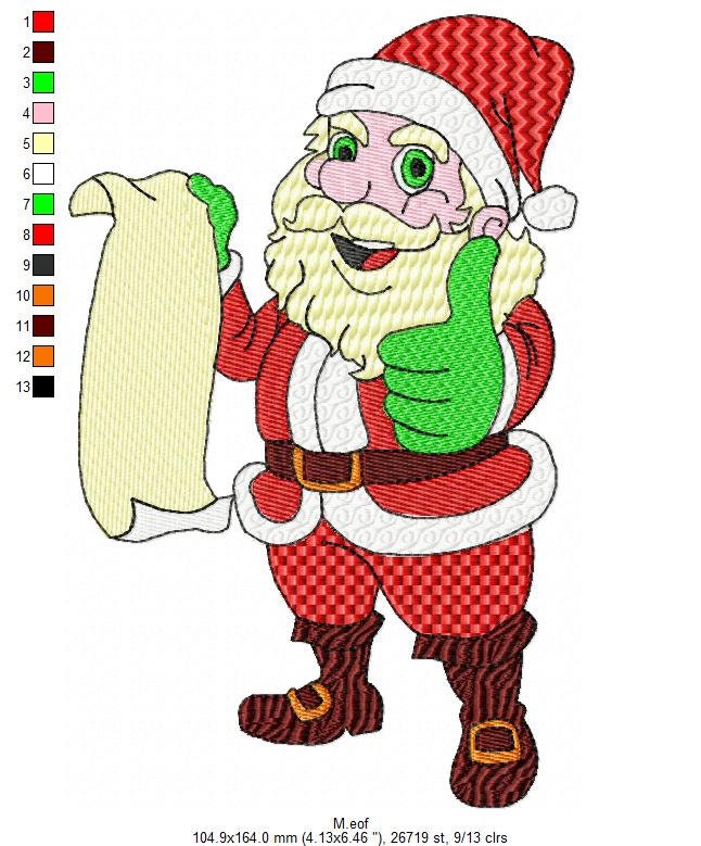 Santa Machine Embroidery Designs, Instant Download Files, 3 Sizes - Etsy