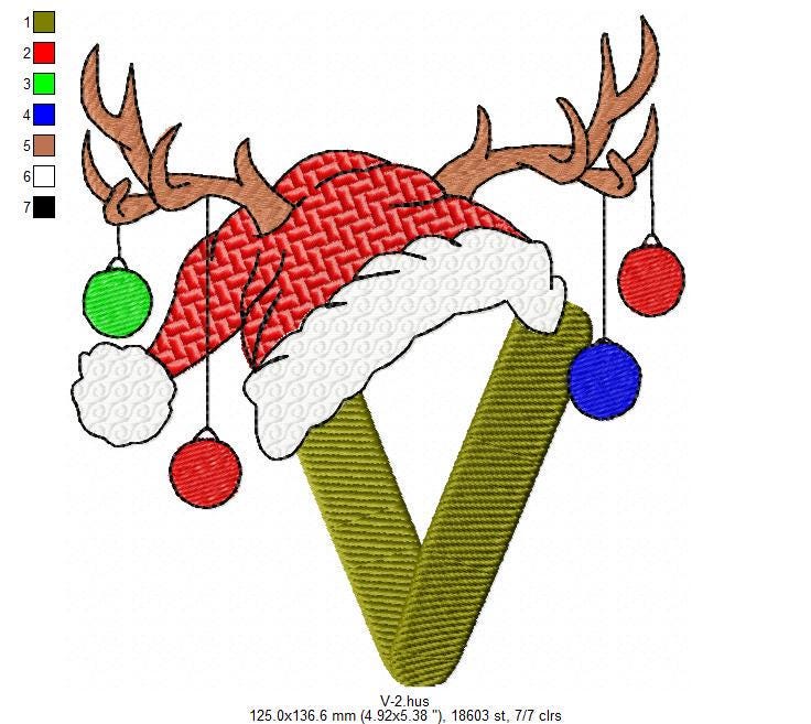 U,V,W Letters, Christmas Alphabet Machine Embroidery Designs, in 4 ...