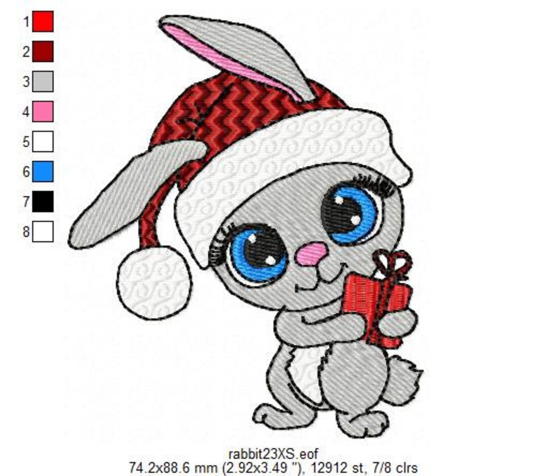 Digital Files Embroidery Designs Rabbit Rabbit Christmas - Etsy