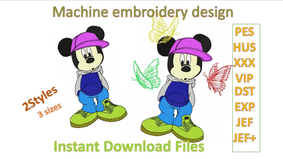 Mickey Mouse Embroidery Design: Chill Cartoon (digital Download) - Etsy