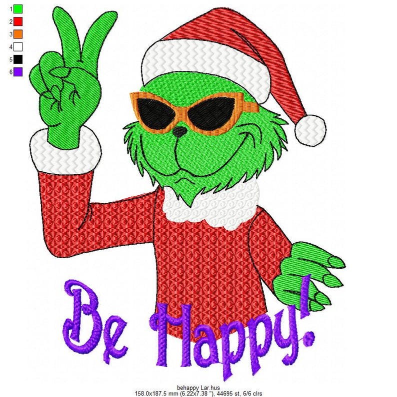 Be Happy Grinch Machine Embroidery Designs, Instant Download Files, 3 ...