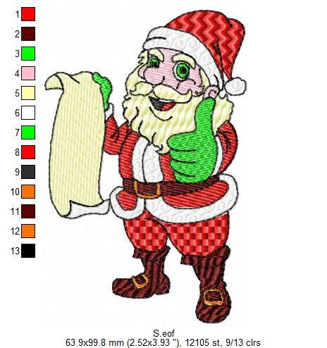 Santa Machine Embroidery Designs, Instant Download Files, 3 Sizes - Etsy