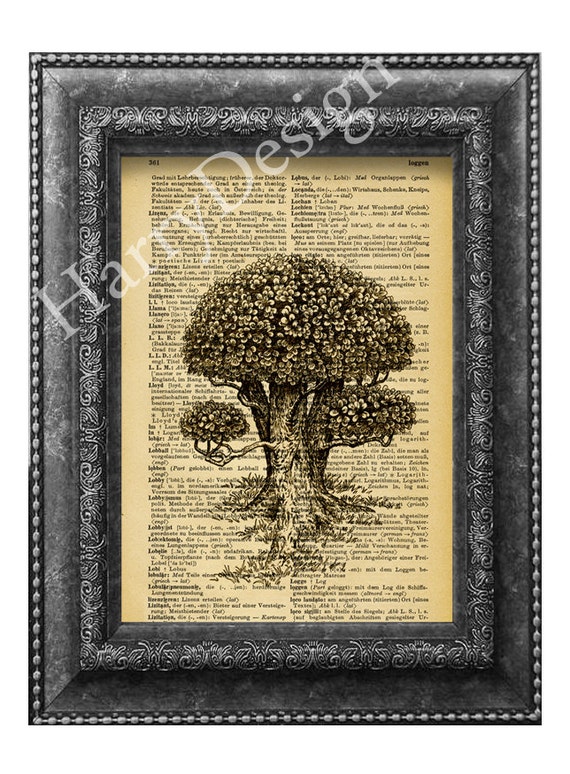 Big Old Tree Book Print Wish Tree Dictionary Page Print Art | Etsy