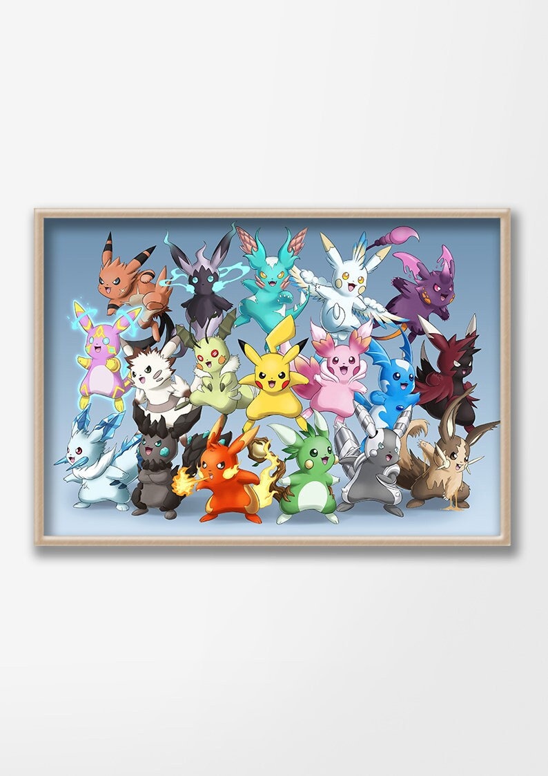 Pikachu Type Swap Pokemon Art Print, Kid's Room Decor, Pokemon Poster ...