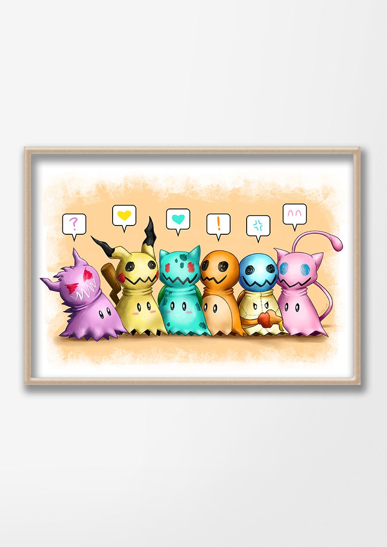 Mimikyu Squad Pokemon Art Print, Kid's Room Decor, Pokemon Poster ...