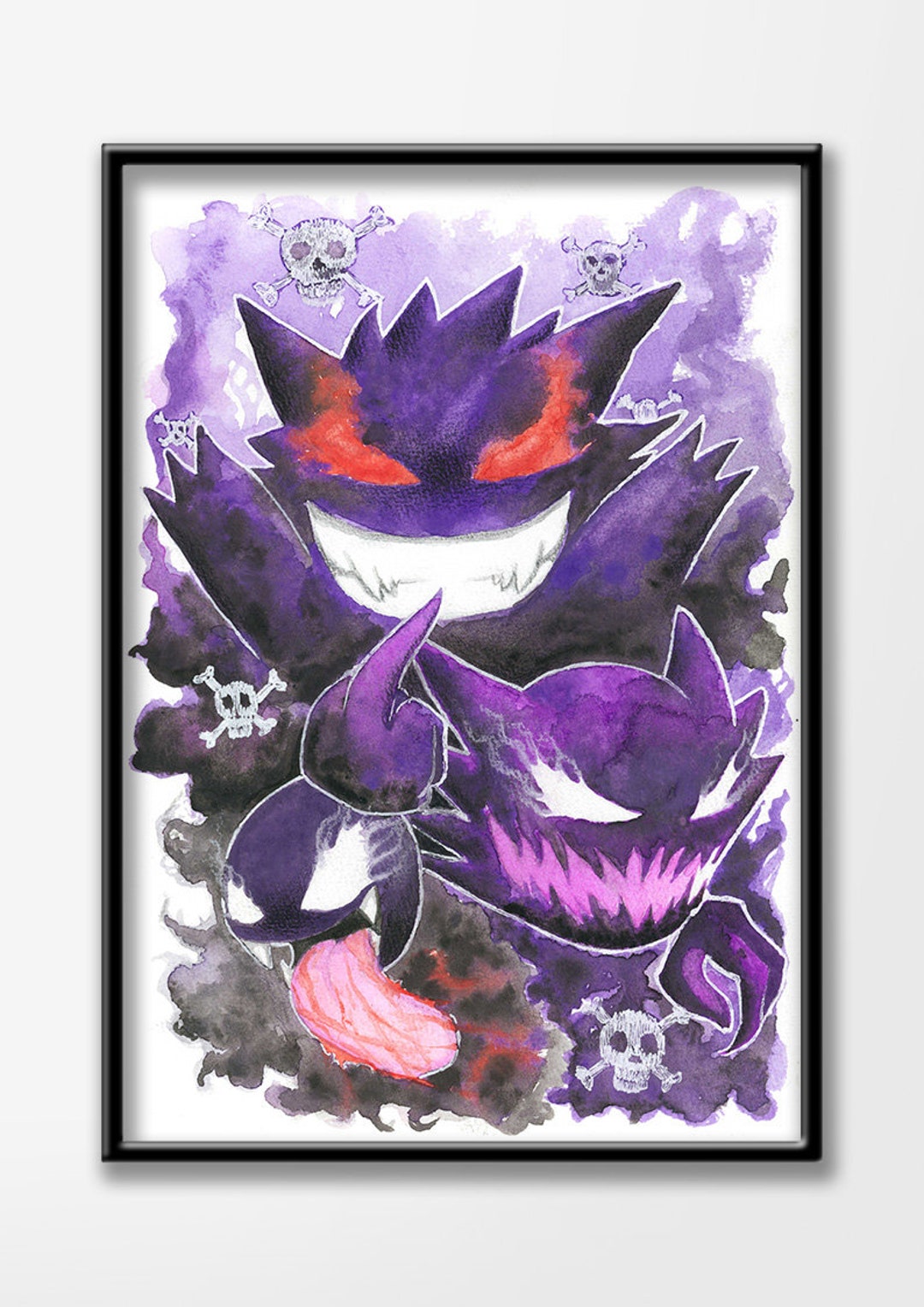 Ghost Trio Pokemon Art Print, Gengar, Kid's Room Decor, Pokemon Poster ...