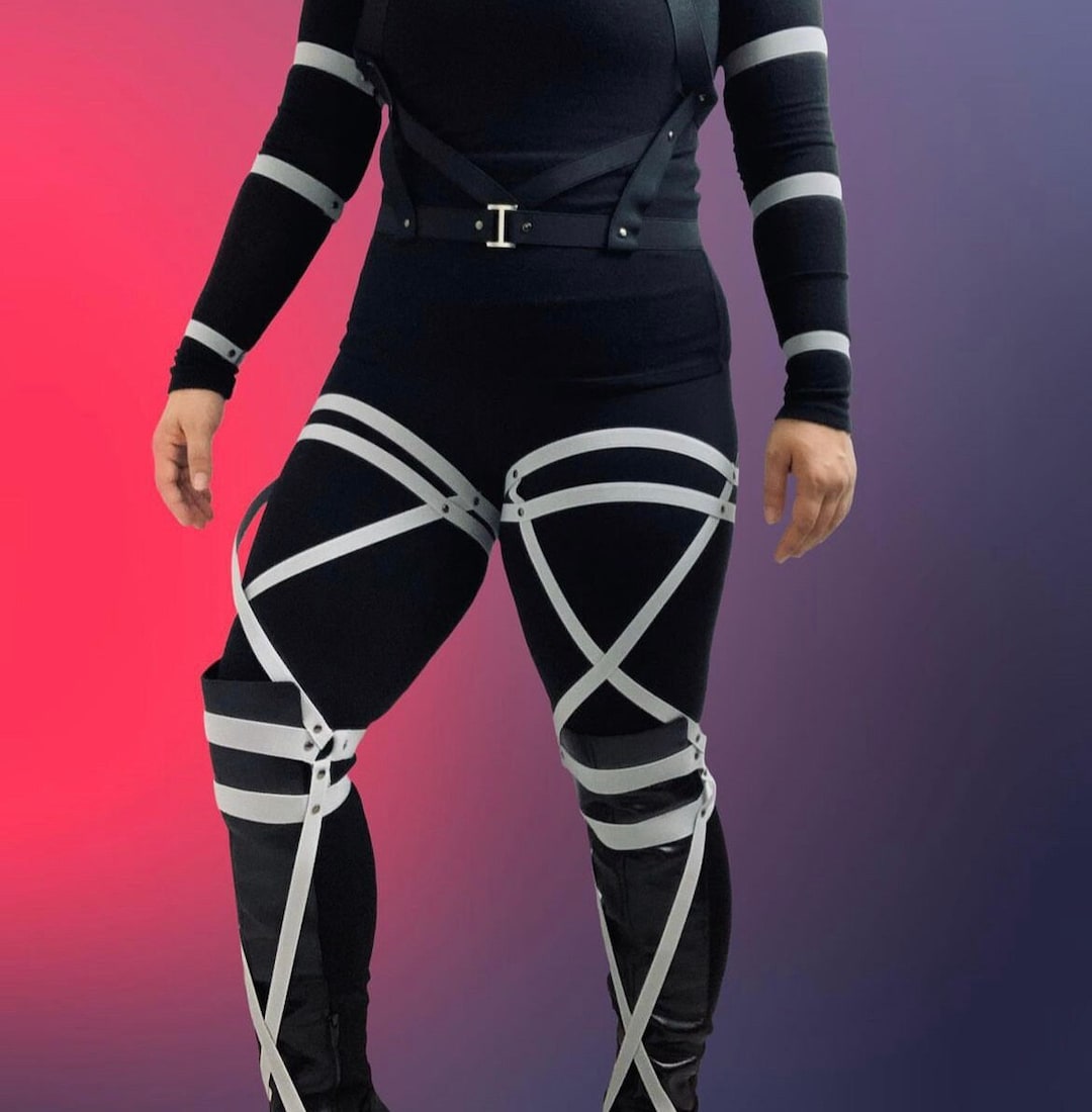 Leg & Armbands Set - Light Gray Armband Thigh Garter Belt Straps Custom ...