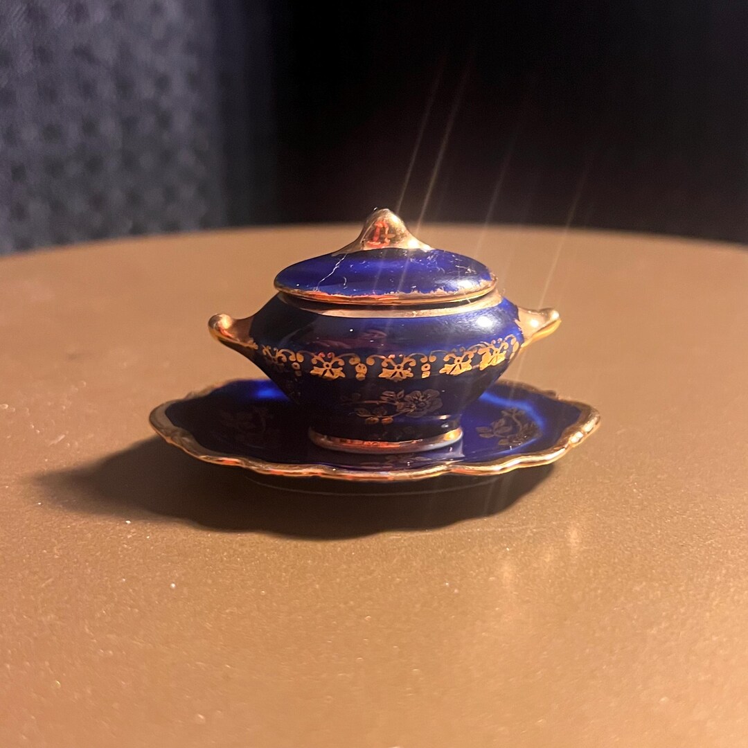 Vintage Limoges Mini Tureen With Lid & Tray | Cobalt Blue With 22 K ...