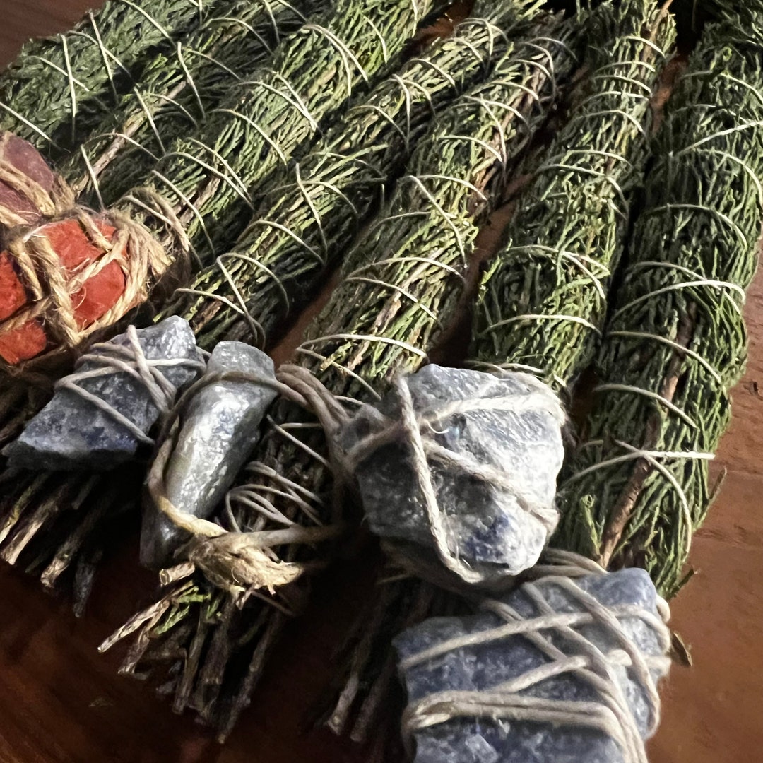 Red Cedar Smoke Cleansing Wand With Raw Stone choice - Etsy