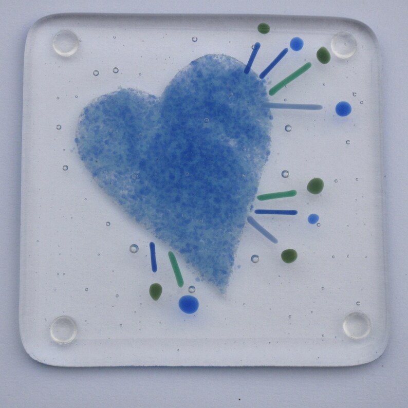 Heart Glass Coaster Beautiful Unusual Design Gift Box | Etsy