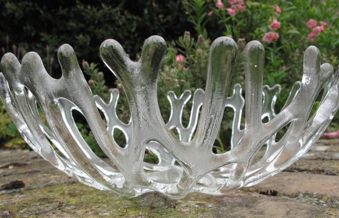 Large Clear Deep Glass Bowl Modern Coral Bowl White Home - Etsy