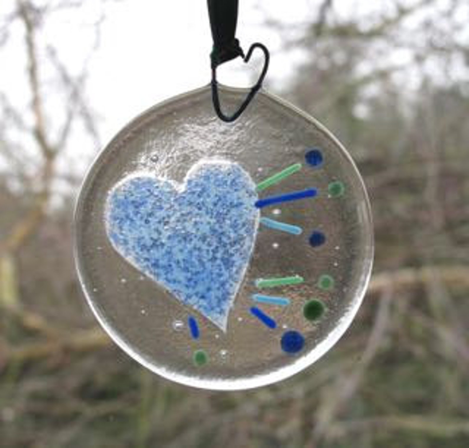 Handmade Fused Glass Sun Catcher Heart Shaped Sun Catcher for - Etsy