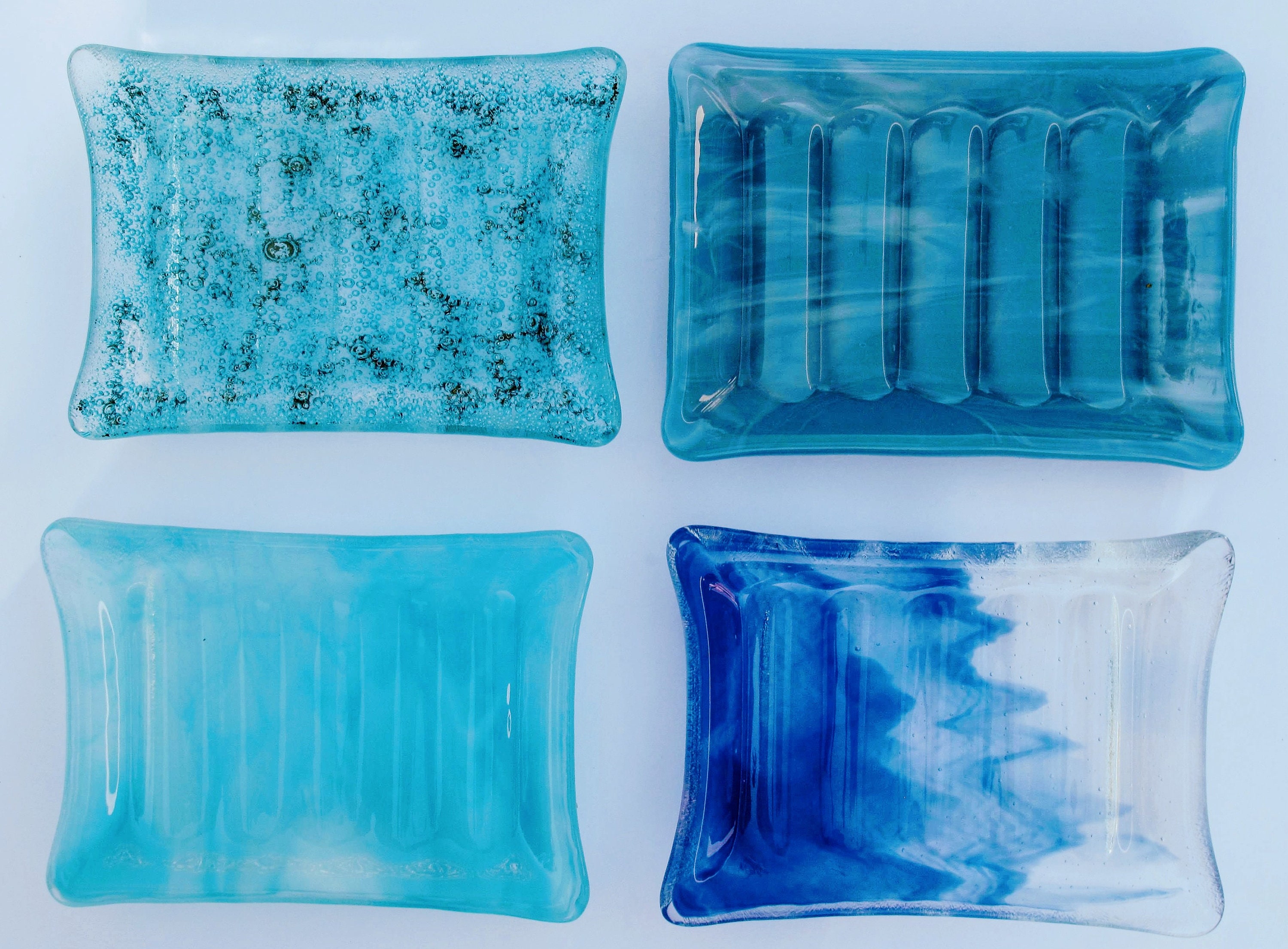 Soap Dish Glass Soap Dish Blue Fused Glass Soap Dishes Etsy