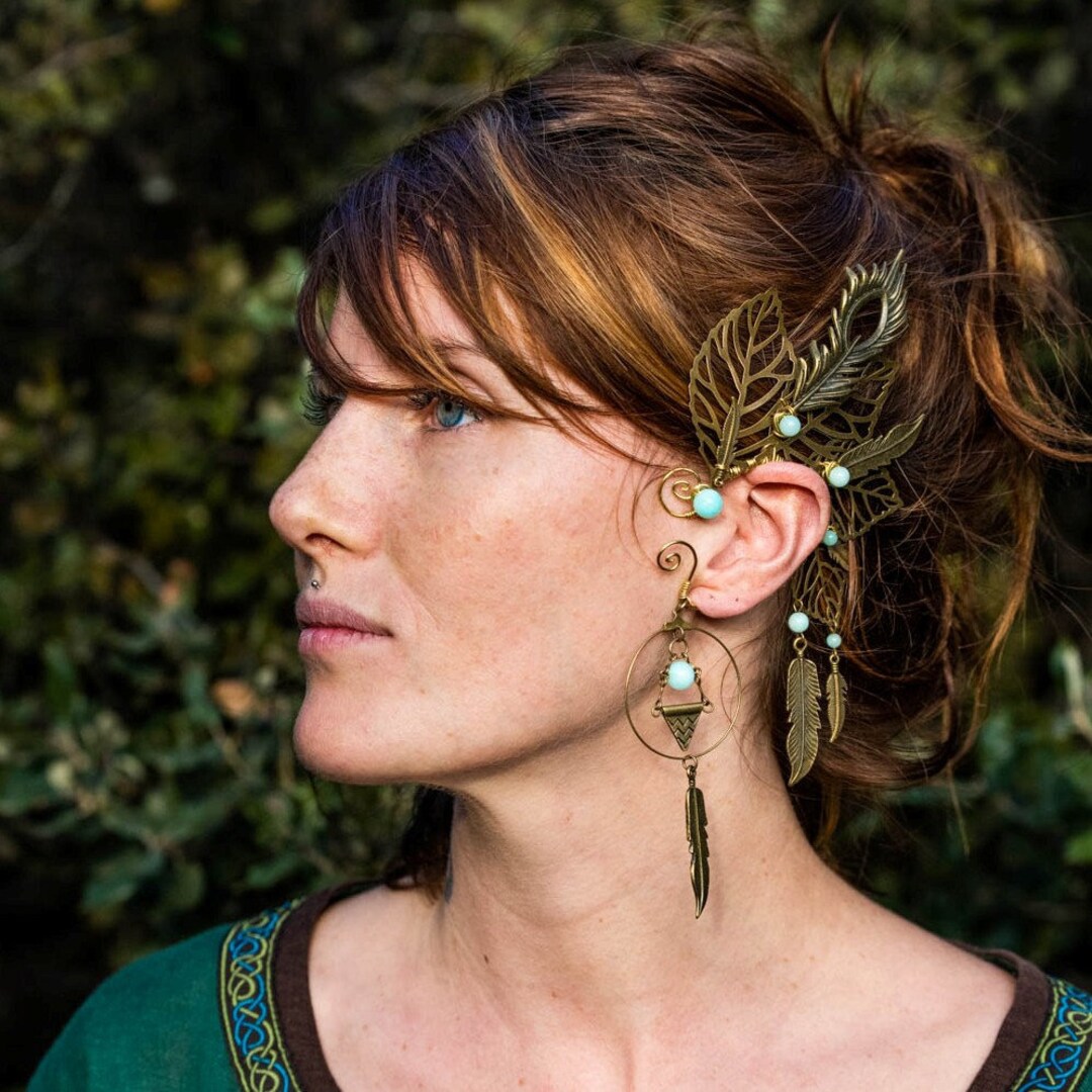 Ear Hook "hupahu Zitkala" Native American Elf Calhaloü. Choice of ...