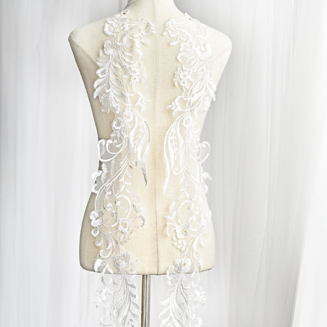 Large Piece of Ivory White Lace Patches Embroidery Elegant - Etsy