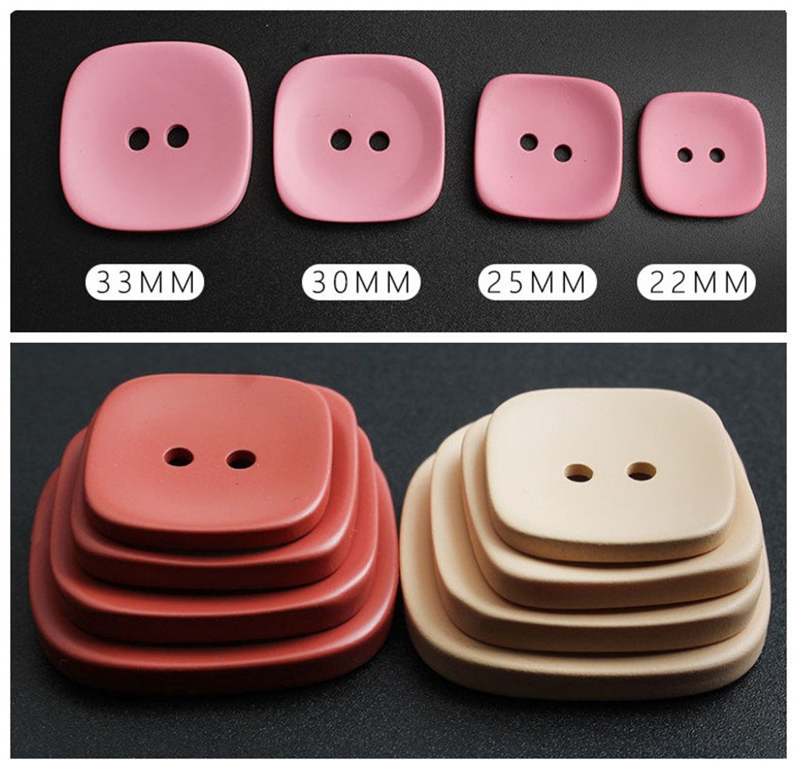 8pcs 14 Colors 2-Hole Square Resin Buttons Fashion Square | Etsy