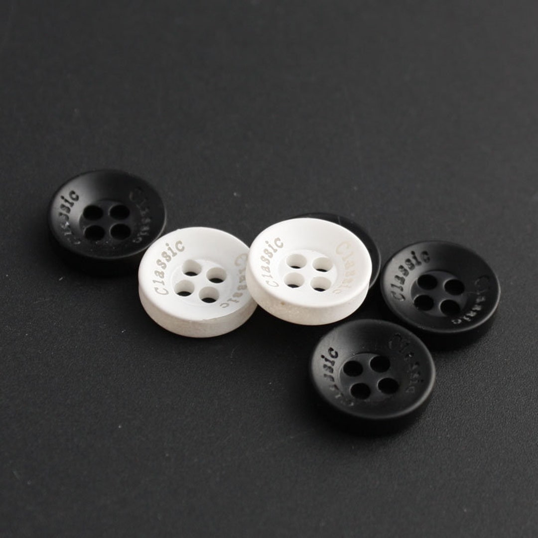 20 Pieces 11.5mm0.45shirt Buttons 4-hole Vintage Round Buttons Black ...