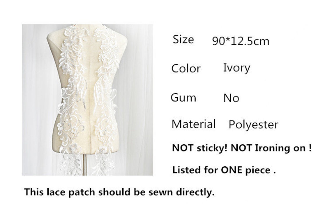 Large Piece of Ivory White Lace Patches Embroidery Elegant | Etsy