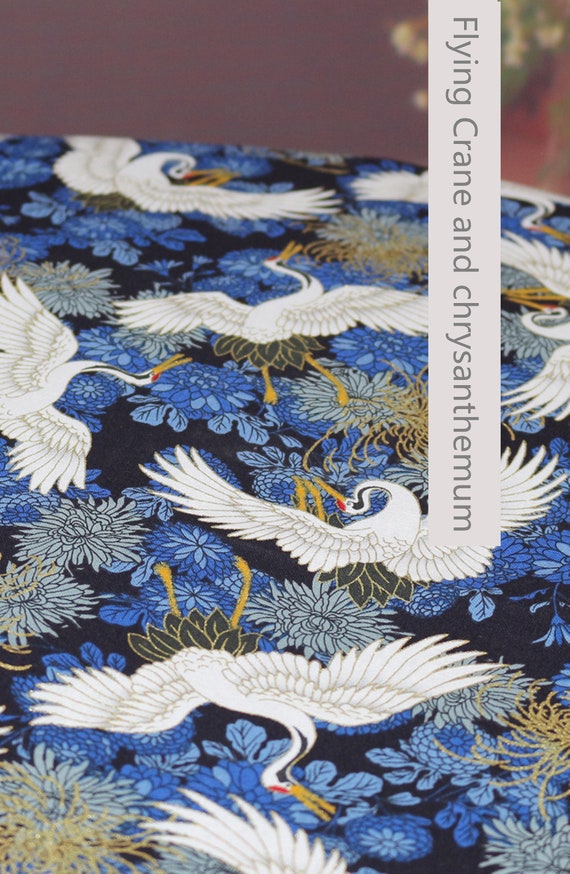 Vintage Japanese Cotton Fabric Crane Fabric Chrysanthemum - Etsy
