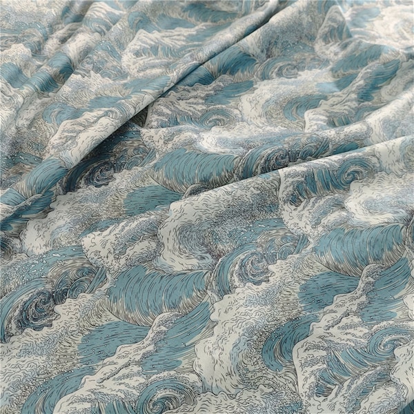 Japanese Wave Fabric - Etsy