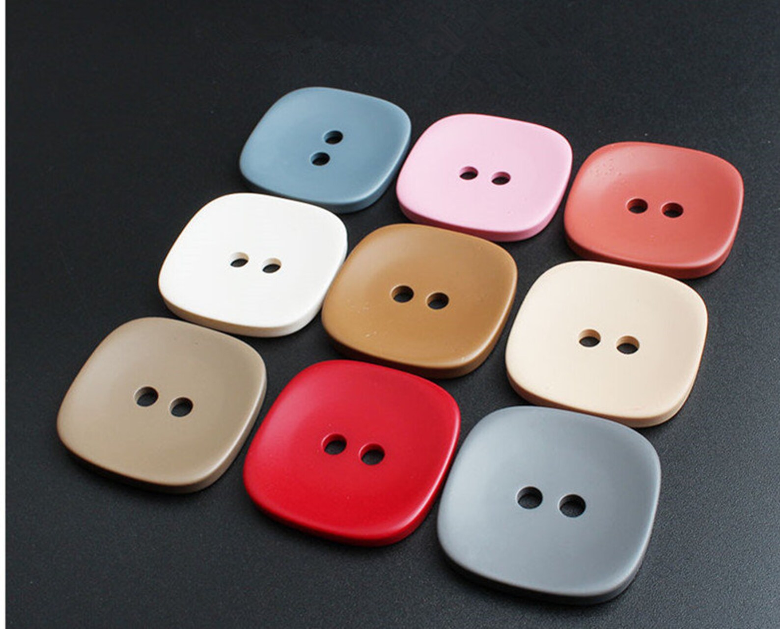8pcs 14 Colors 2-Hole Square Resin Buttons Fashion Square | Etsy